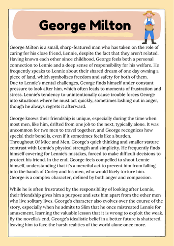 George Of Mice and Men - Character Revision | Teaching Resources
