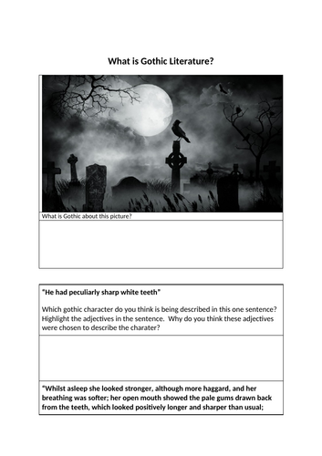 English Language / Literature KS3 KS4 Introduction to Gothic Genre ...