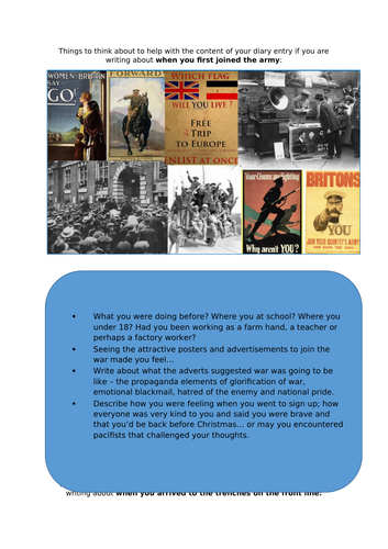 Short Burst Diary Writing Task_WW1 KS2/KS3 | Teaching Resources