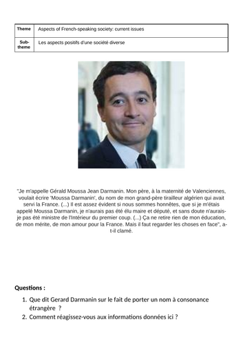 French A level speaking card La diversite | Teaching Resources