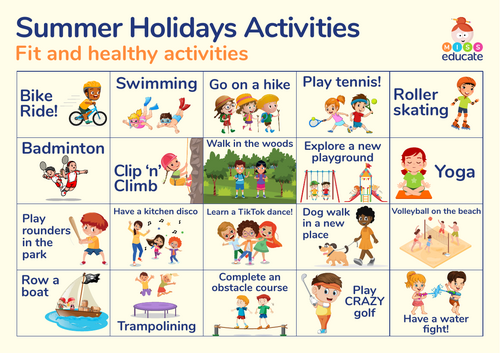 Summer Holiday Activity Sheets - Cooking - Fitness | Teaching Resources