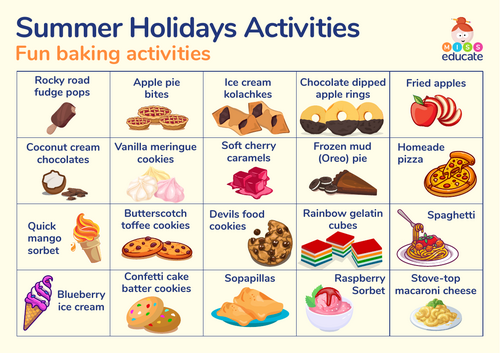 Summer Holiday Activity Sheets - Cooking - Fitness | Teaching Resources