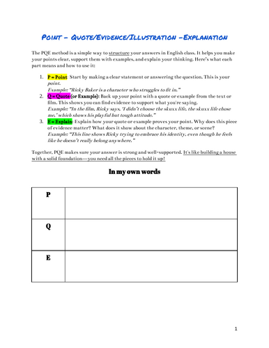 PQE - Step by Step for Junior Cycle students | Teaching Resources
