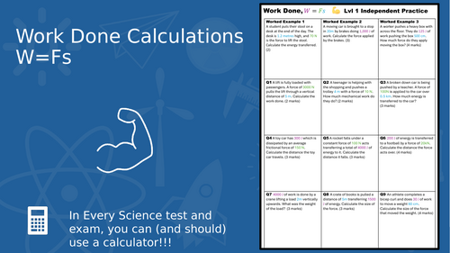 GCSE Science - Foundation Work Done/Energy Transferred (W=Fs ...