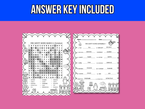 Fire Safety Week Word Search and Word Scramble Puzzles in French ...