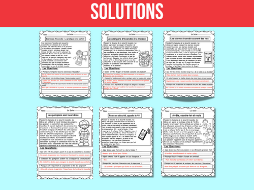 French Fire Safety Week Reading Comprehension Passages and Question ...