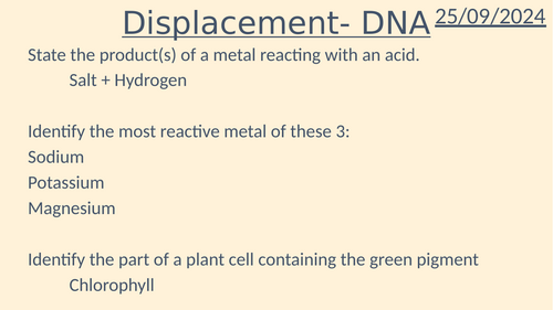 Displacement reactions - Reactivity series - lesson 3 | Teaching Resources