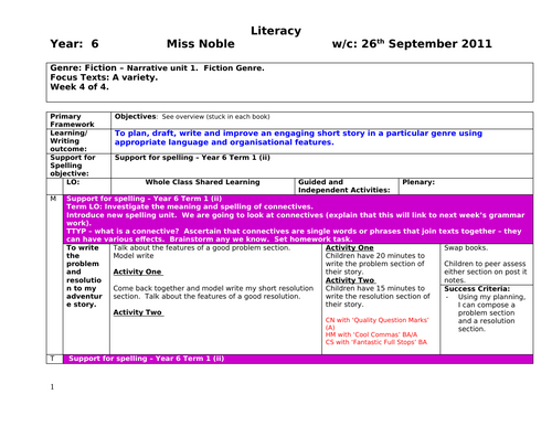 Fiction Genre Literacy year 6 Full Planning | Teaching Resources