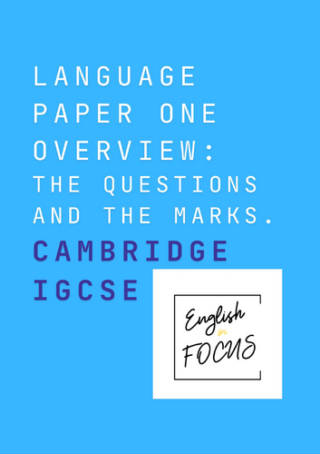 Cambridge IGCSE English Lit (CIE) Paper 1 overview pack | Teaching ...