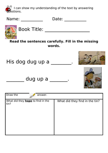 ORT Level 1+ Reading Comprehension - Dig, Dig, Dig! | Teaching Resources