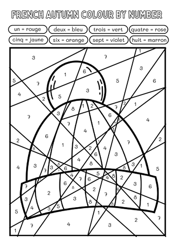 Autumn French Colour by Number Worksheets | Teaching Resources