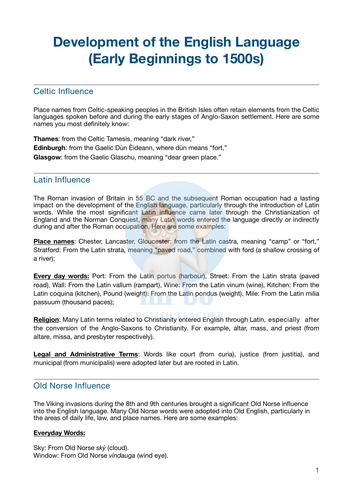 Y13 A-Level English | Language Change | Early Beginnings | Influences ...