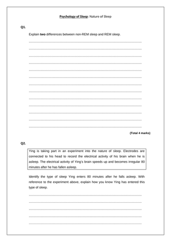 Oxford AQA A Level Psychology: THE NATURE OF SLEEP [3.3.1 Psychology of ...
