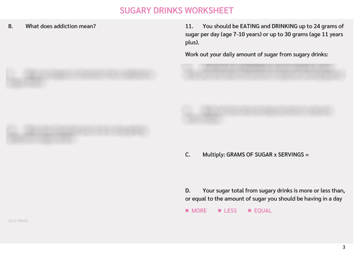 Sugary Drinks Worksheet (UK) | Teaching Resources