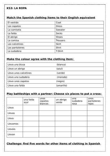KS3 Spanish: La ropa | Teaching Resources