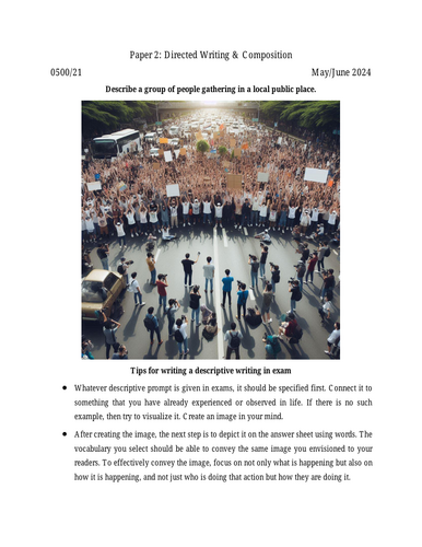 Igcse Descriptive Writing 2 Sample Responses Teaching Resources