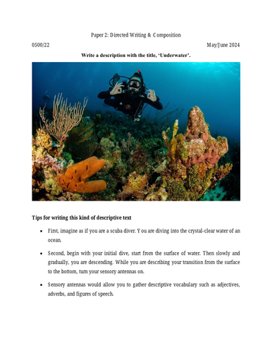 Igcse Descriptive Writing 2 Sample Responses Teaching Resources