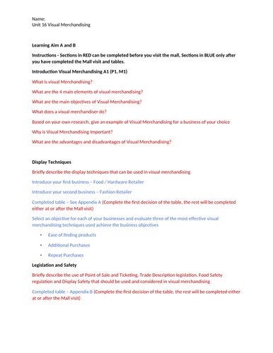 Unit 16 - Visual Merchandising Unit Resources | Teaching Resources
