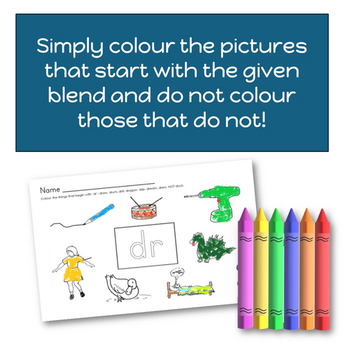 Initial Consonant Blends Find and Colour Worksheets Phonemic Awareness ...