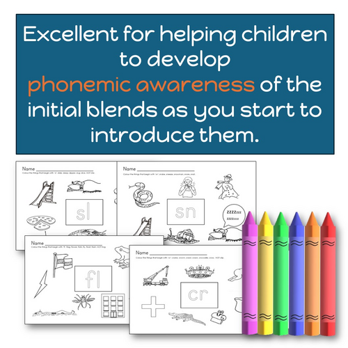 Initial Consonant Blends Find and Colour Worksheets Phonemic Awareness ...