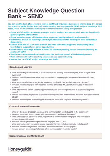 SEND Deep Dive Pack | Teaching Resources