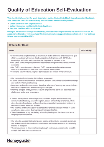 EYFS self-evaluation bundle | Teaching Resources