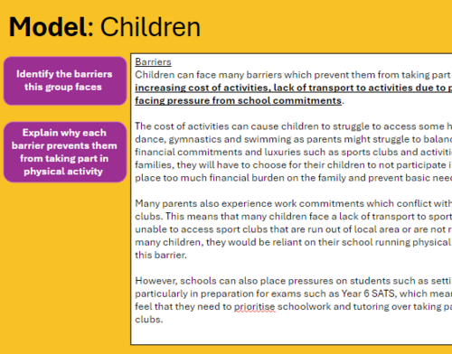 Cambridge Technicals Level 3 Sport Unit 11 LO2 Benefits and Barriers to ...