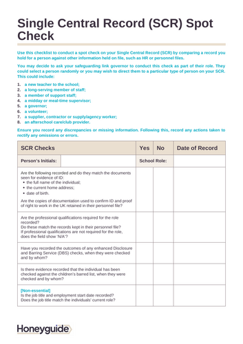 Single Central Record Compliance Bundle | Teaching Resources