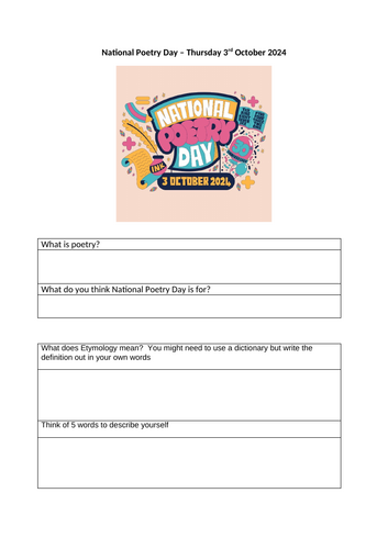 National Poetry Day 3 October 2024 Unseen Poetry Creative Writing ...