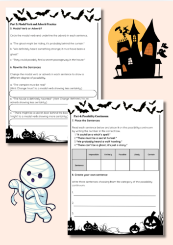 Halloween English Grammar Modal Verbs and Adverbs (Possibility) Writing ...