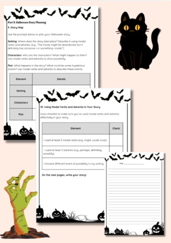 Halloween English Grammar Modal Verbs and Adverbs (Possibility) Writing ...