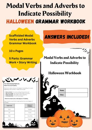 Halloween English Grammar Modal Verbs and Adverbs (Possibility) Writing ...
