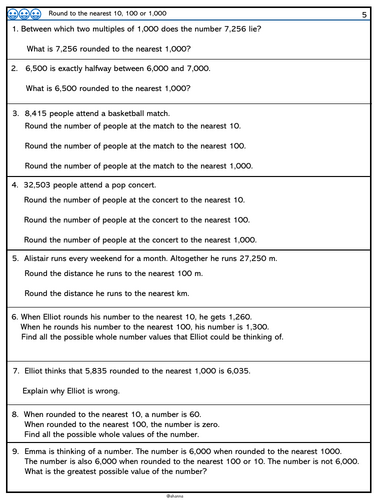 Rounding to the nearest 10, 100 or 1,000 Higher | Teaching Resources
