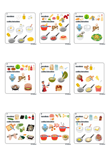 Guess what I am cooking - 9 recipe cards | Teaching Resources
