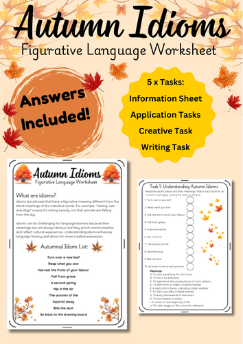 Autumn / Fall Idioms Figurative Language English Workbook | Teaching ...