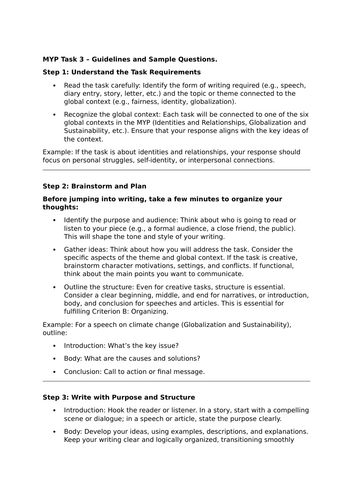 MYP E-Assessment: Language and Literature - Task Three Guidelines and ...