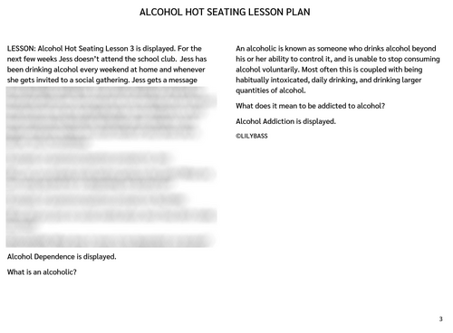 Alcohol Hot Seating Lesson (US) | Teaching Resources