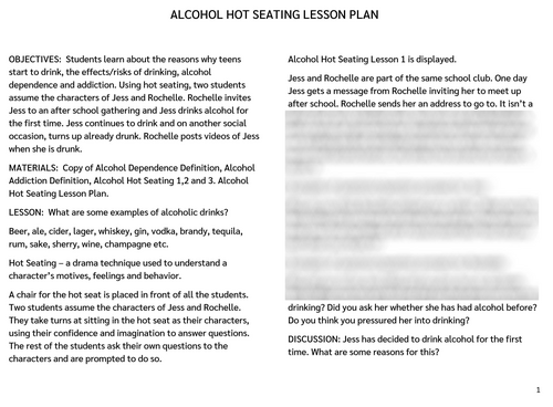 Alcohol Hot Seating Lesson (US) | Teaching Resources