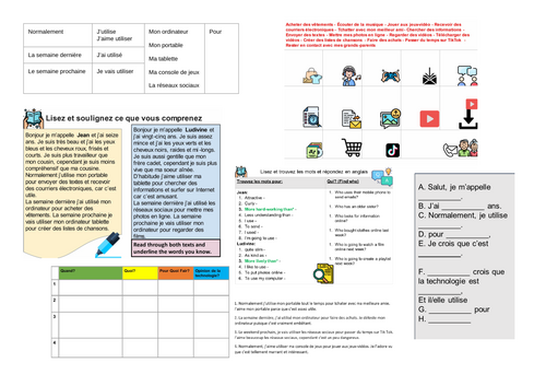 Y8/Y9 French - La Technologie | Teaching Resources