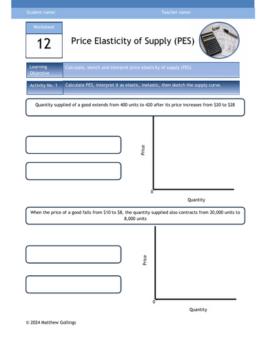 Pearson Edexcel IGCSE Economics Lesson 9 Price elasticity of supply ...
