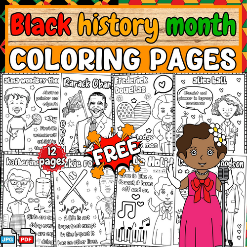 Black History Month Freebie | 12 famous Black History figures coloring ...