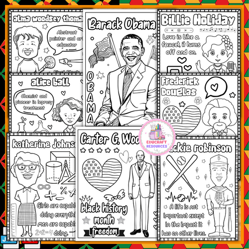 Black History Month Freebie | 12 famous Black History figures coloring ...
