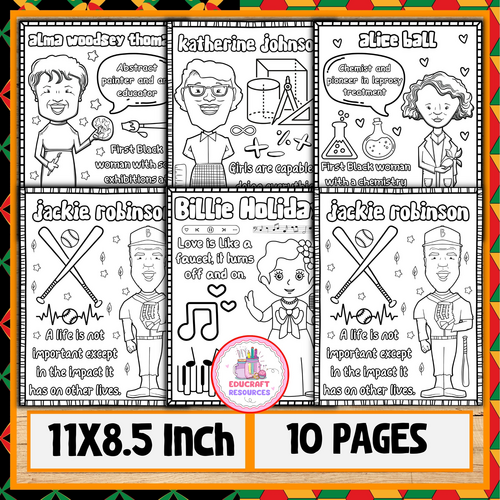 Black History Month Freebie | 12 famous Black History figures coloring ...