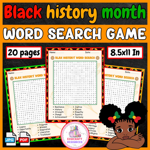 Black History Month Word search game | Black History Month digital ...
