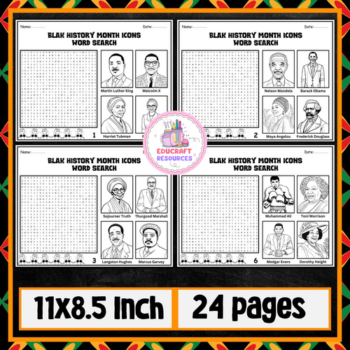 Black History Month Coloring word search | 46 black Heroes Digital ...