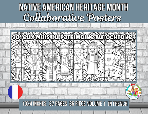 French Native American Heritage Month Collaborative Poster Art Coloring ...