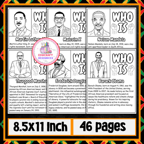Black History Month Coloring Posters | 46 Famous Black History Figures ...