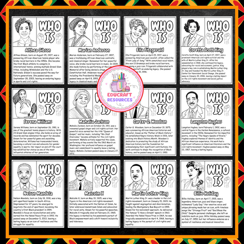 Black History Month Coloring Posters | 46 Famous Black History Figures ...