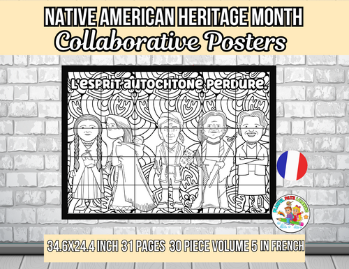 French Native American Heritage Month Collaborative Poster Art Coloring ...