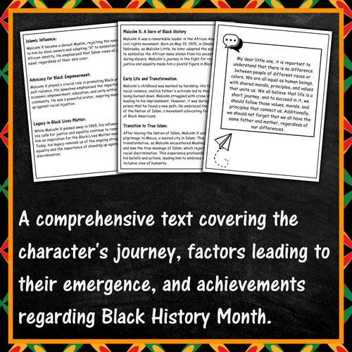 Black History Month Digital resources | Malcolm X Reading Comprehension ...